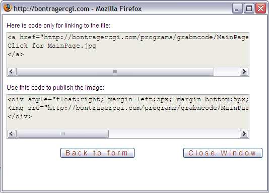 Grab-n-Code Control Panel Screen Shots